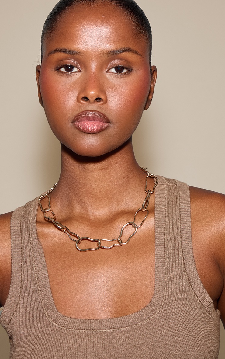 Gold Hammered Layered Circular Chain Necklace | Accessories ...