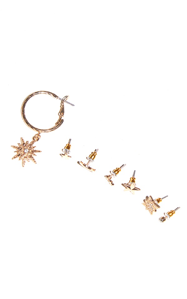 Gold Star Dainty Ear Stack | Accessories | PrettyLittleThing USA