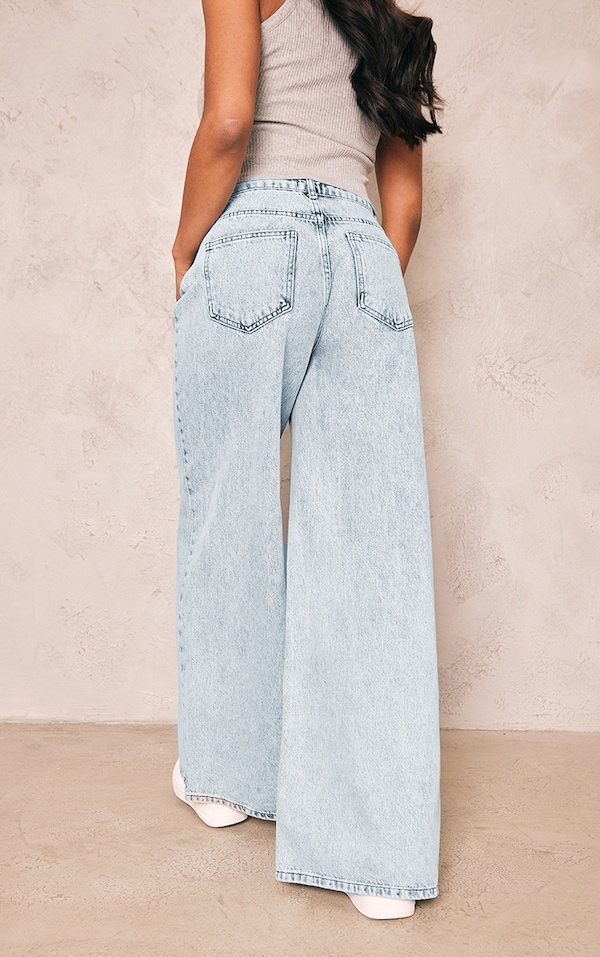 Vintage Wash Baggy Long Leg Wide Leg Jeans | Denim | PrettyLittleThing USA