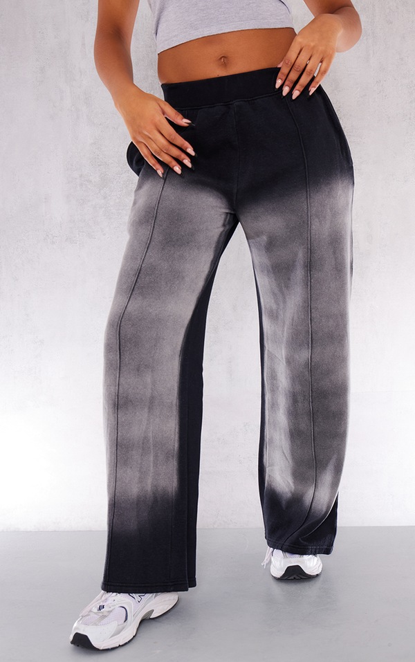 Black Washed Sweat Pintuck Straight Leg Sweatpants | Sweat ...