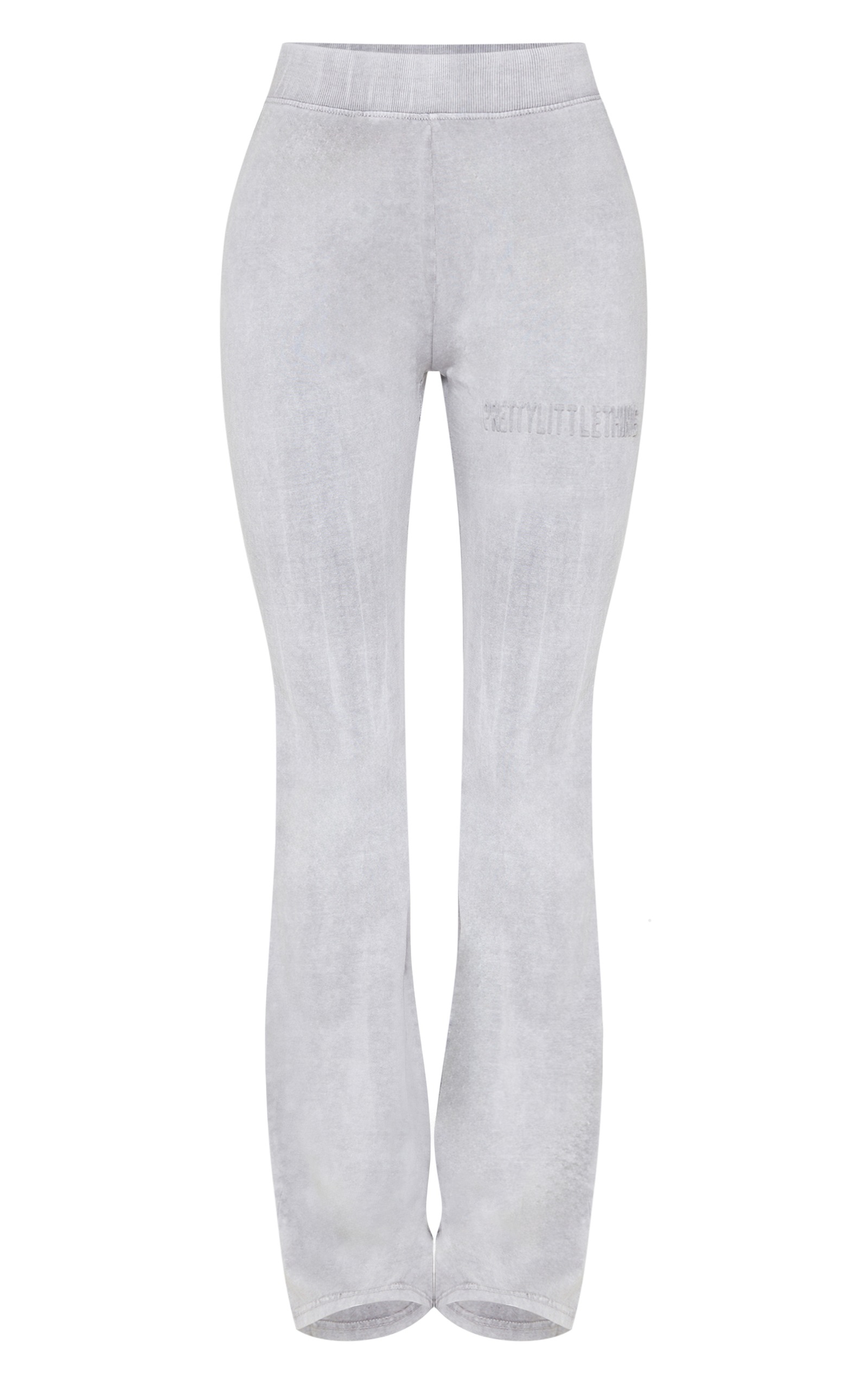 PLT Light Grey Embossed Logo Skinny Flare Pants | Co-ords | PLT USA