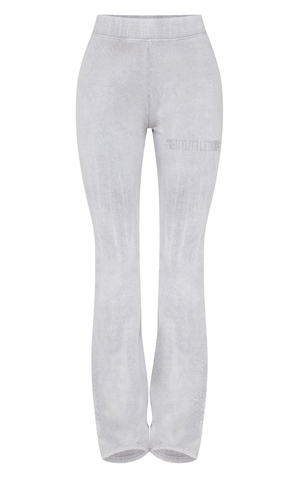 PLT Light Grey Embossed Logo Skinny Flare Pants | Co-ords | PLT USA
