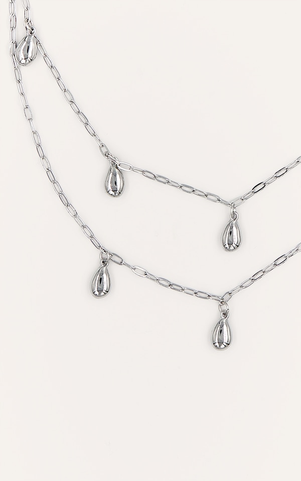 Silver Tear Drop Layered Necklace | Accessories | PLT