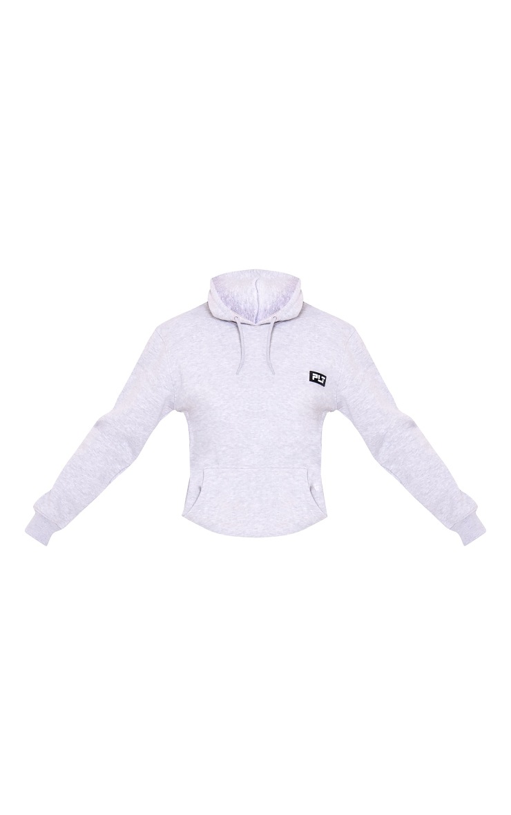 PLT Tall Grey Marl Logo Badge Oversized Hoodie | Tall | PLT USA