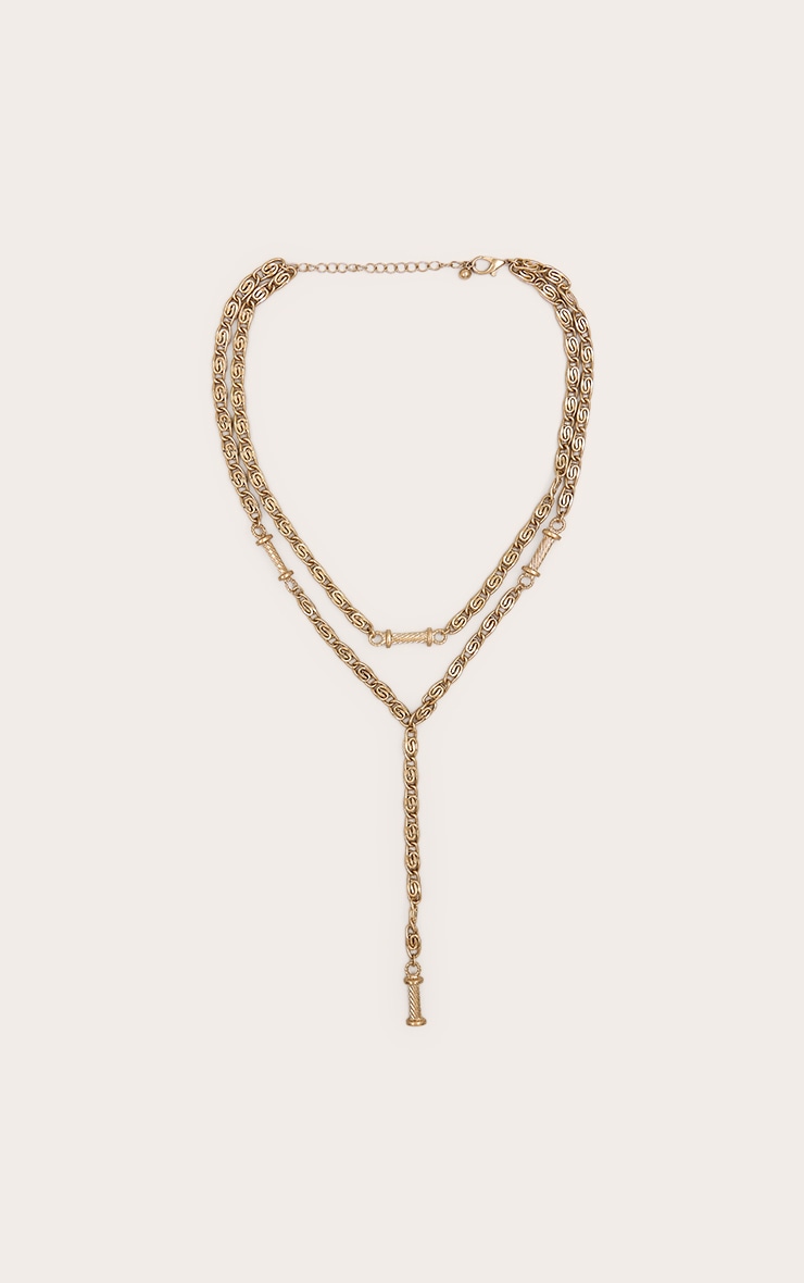 Gold Heavy Chain Layered Lariat Necklace | Accessories ...