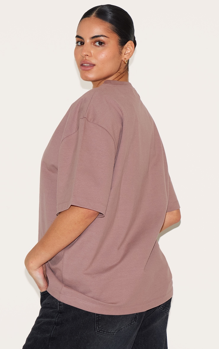 Plus Mauve Premium Cotton Oversized T-shirt | Plus Size | PrettyLittleThing AUS