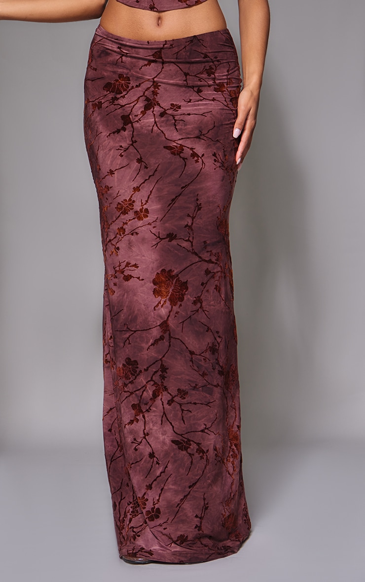 Burgundy floral skirt store