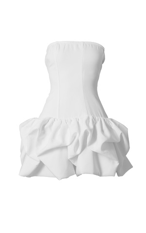 Premium White Woven Corset Puffball Hem Mini Dress | Dresses ...