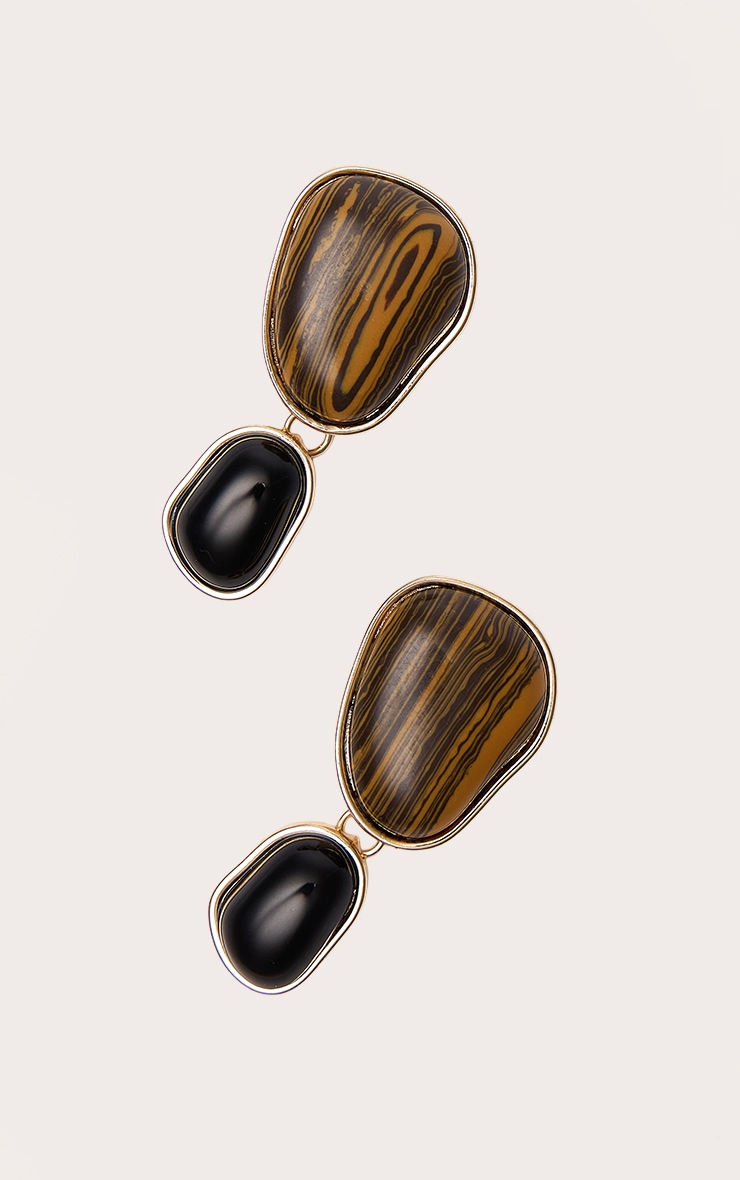 Gold Smooth Tigers Eye Draped Earrings | Accessories | PLT USA