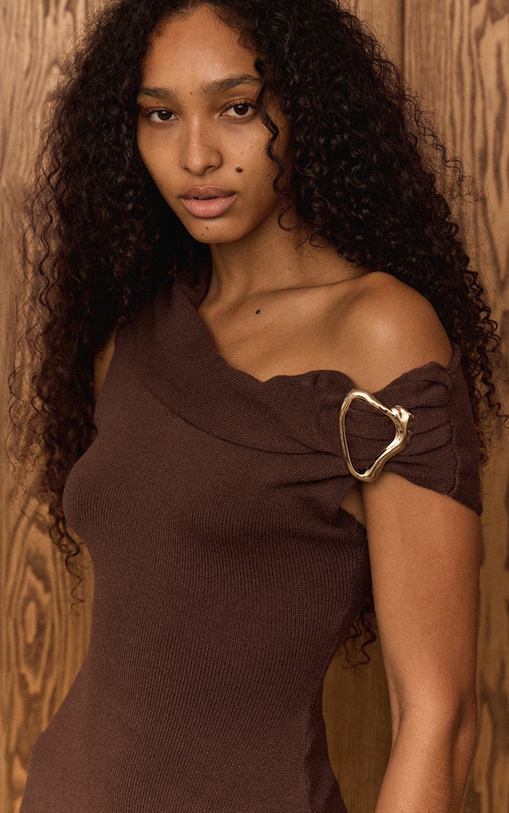 Chocolate Trim Detail Knitted Top | Knitwear | PrettyLittleThing USA