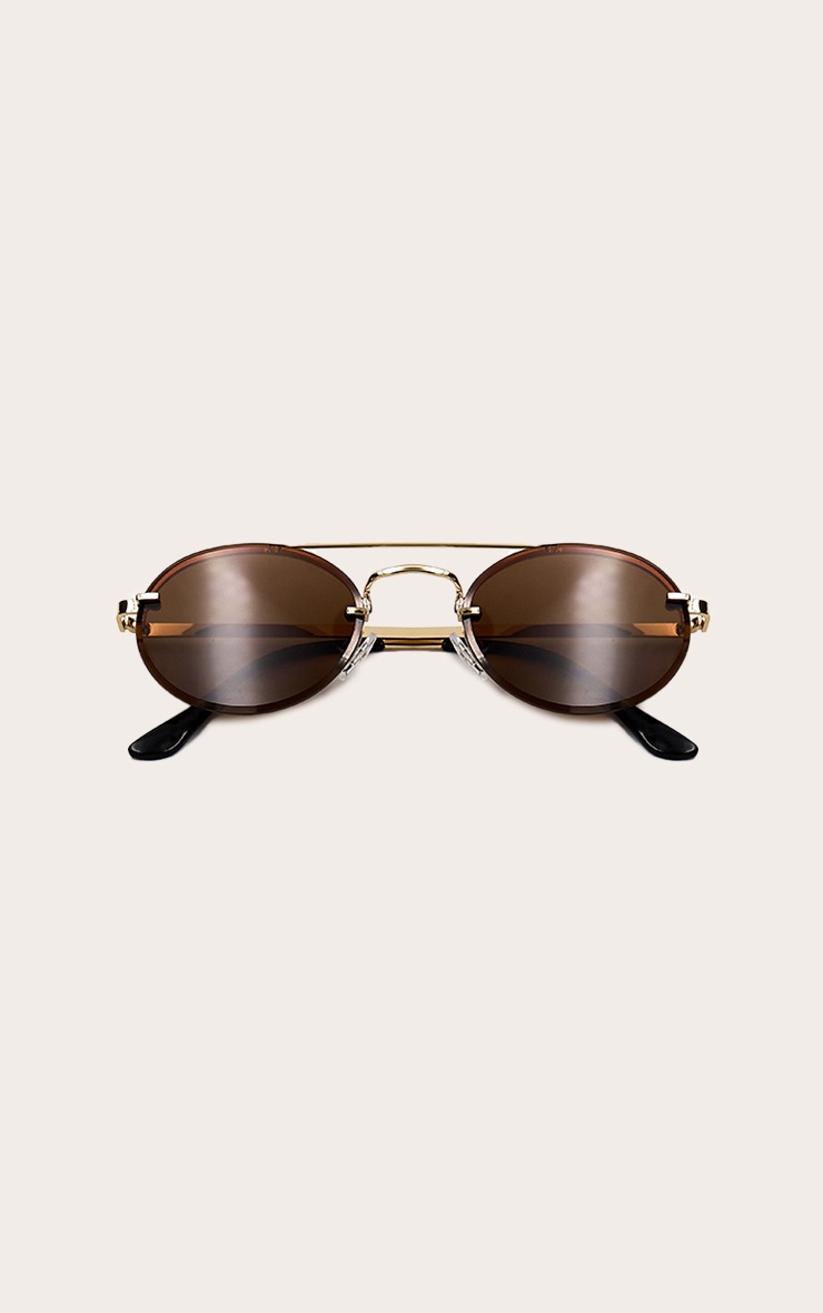 Bronze Oval Slim Aviator Sunglasses | Accessories | PLT