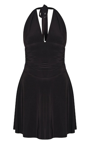 Black Double Layer Halter Neck Back Shift Dress | Dresses ...