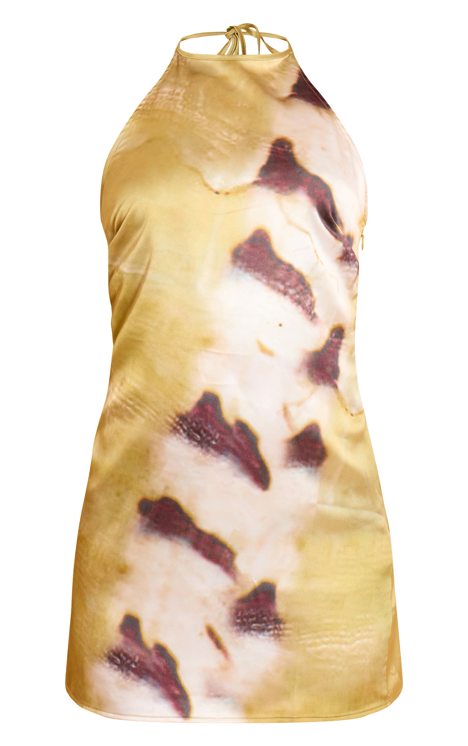 Lime Shell Print Satin Halter Mini Dress | Dresses | PLT