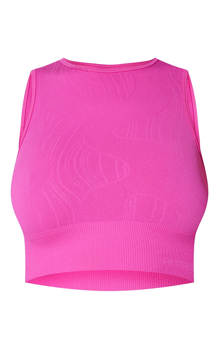 Pink Seamless Contrast Swirl Sports Crop Top | Athleisure ...