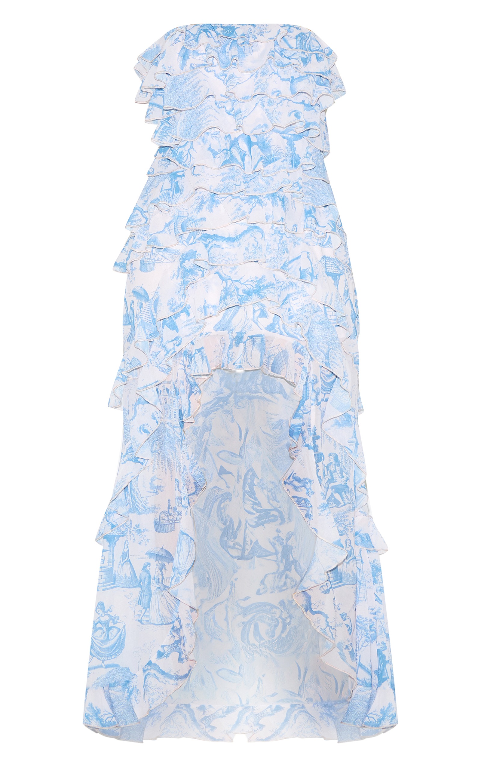 Plus Blue Printed Ruffled Bandeau Maxi Dress | Plus Size ...