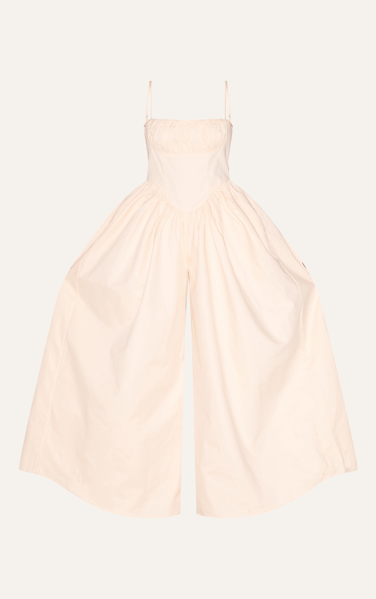 Cream Premium Ruched Corset Wide Leg Jumpsuit | Jumpsuits & Playsuits ...