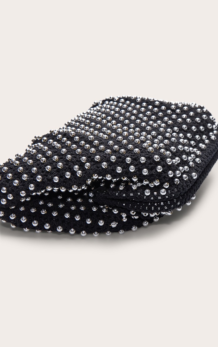 Black Crochet Silver Studded Clutch Bag | Accessories | PLT USA