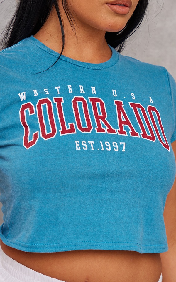 Blue Washed Colorado Print T Shirt | Tops | PLT
