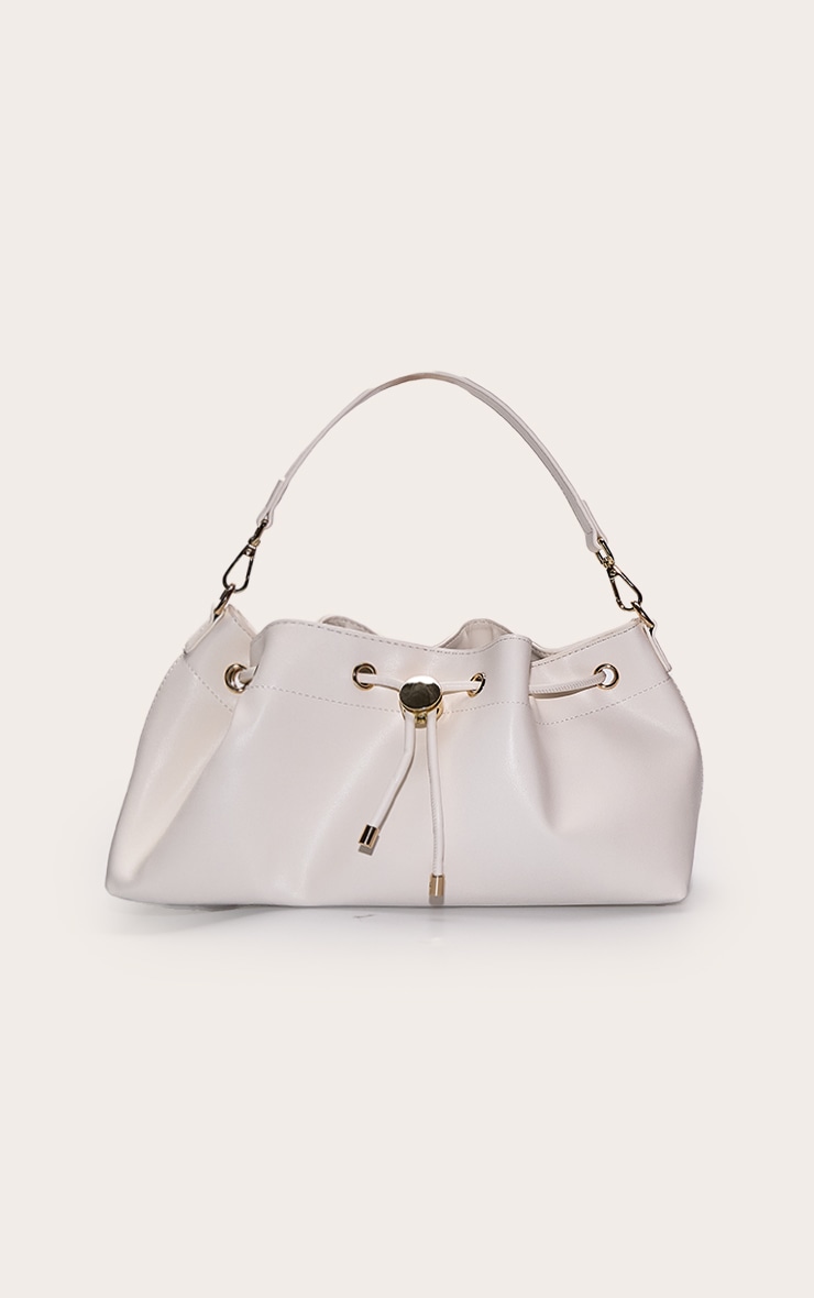 Cream Soft PU Drawstring Shoulder Bag | Accessories | PLT