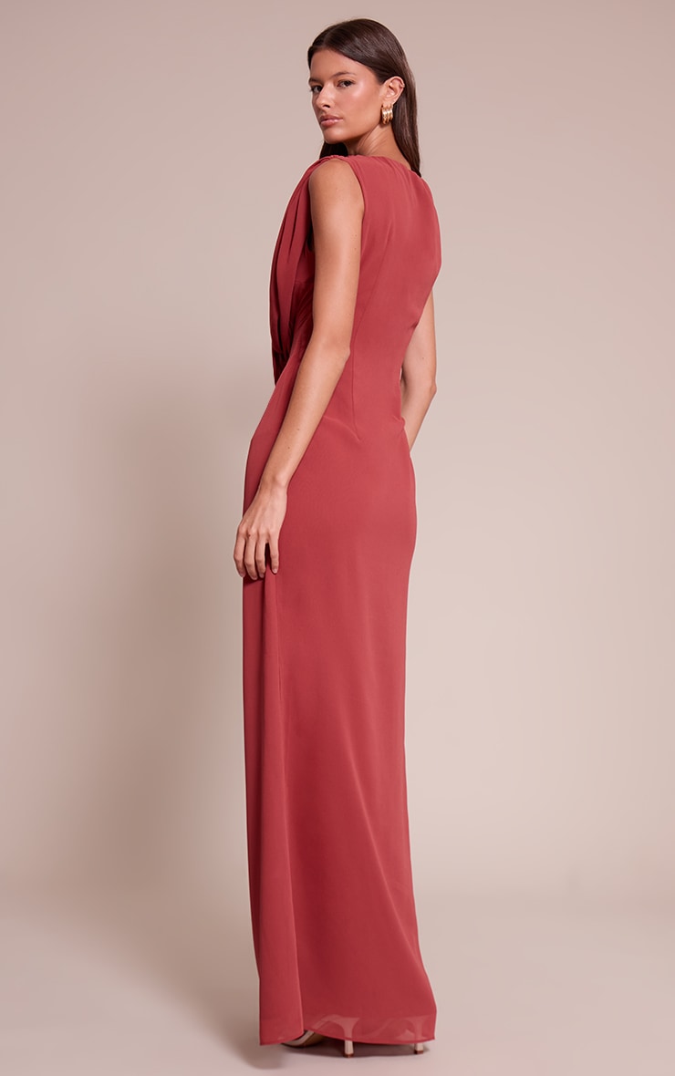 Deep Blush Chiffon Wrap Detail Maxi Dress | Dresses | PLT KSA