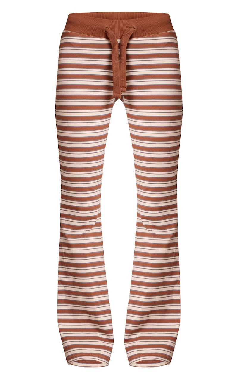 Light Brown Stripe Low Rise Skinny Flare Trousers | Co-ords | PLT IRE