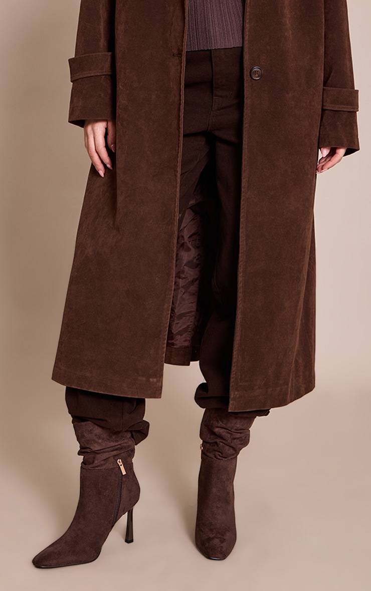 Chocolate Faux Suede Chiseled Toe Ankle Boots | Footwear ...