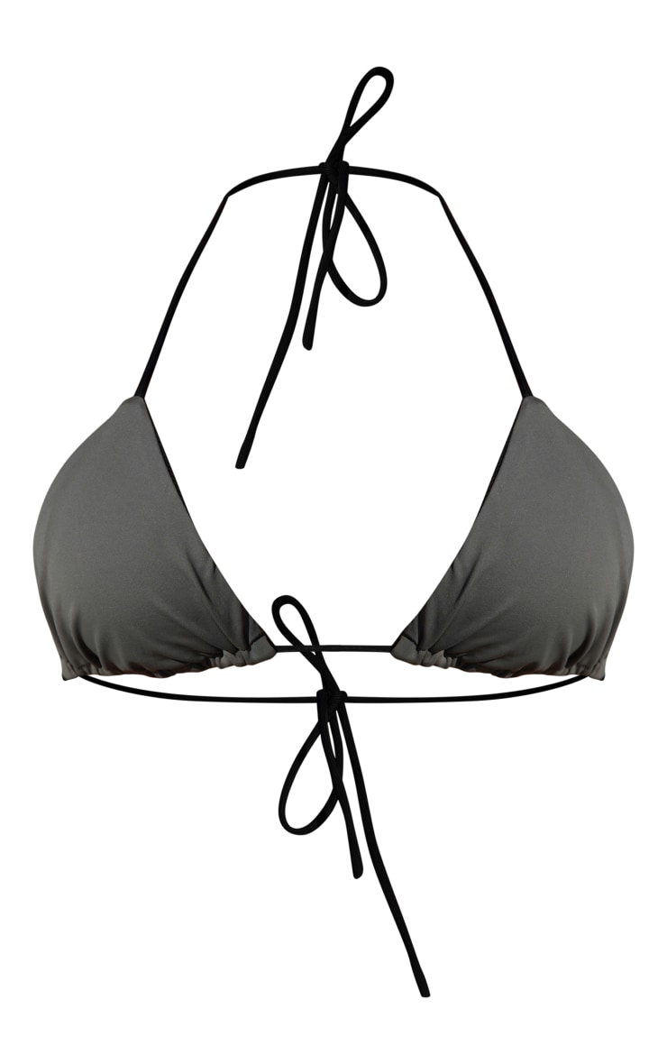 Black Ribbed Reversible Triangle Bikini Top | PrettyLittleThing USA