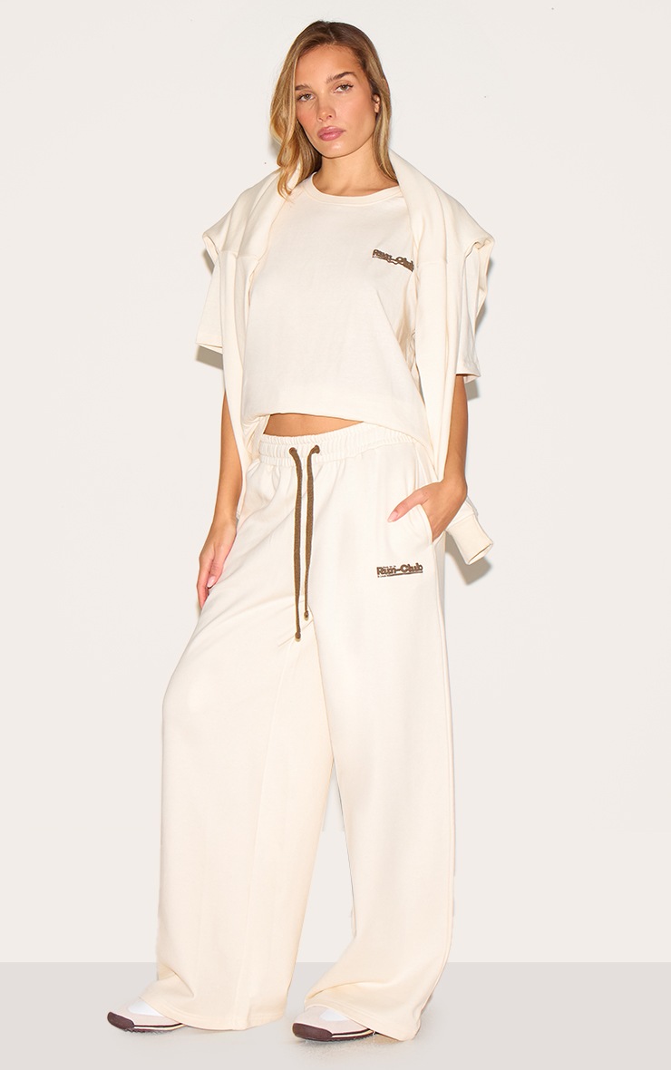 Cream Run Club Puff Print Boxy Oversized T Shirt | Athleisure | PLT