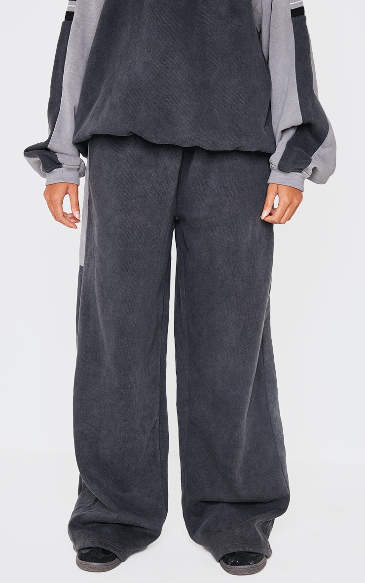 Washed Charcoal Striped Rib Wide Leg Sweatpants | Sweat ...