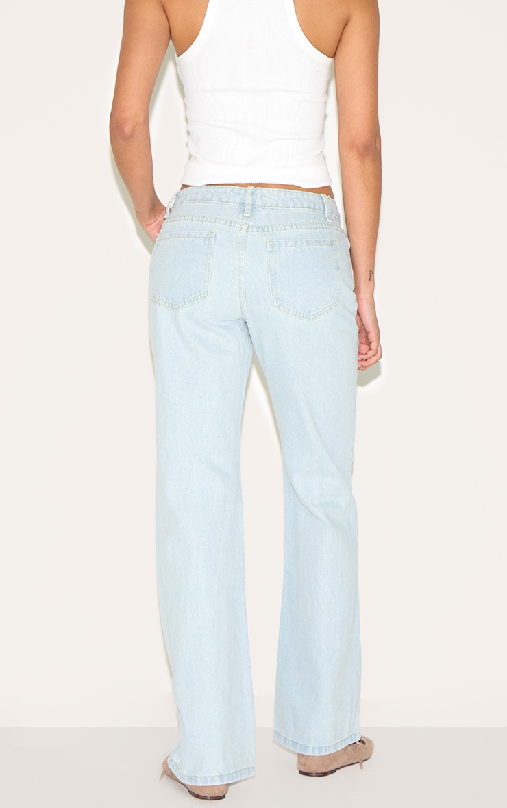 Light Blue Mid Waist Straight Leg Jeans | Denim | PrettyLittleThing QA