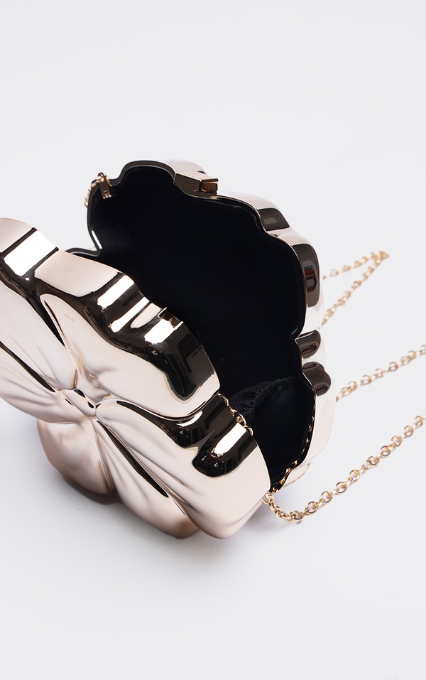 Gold Flower Hard Clutch | Accessories | PrettyLittleThing AUS