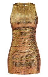 Green Sequin Sheer Racer Bodycon Mini Dress | Dresses | PLT USA