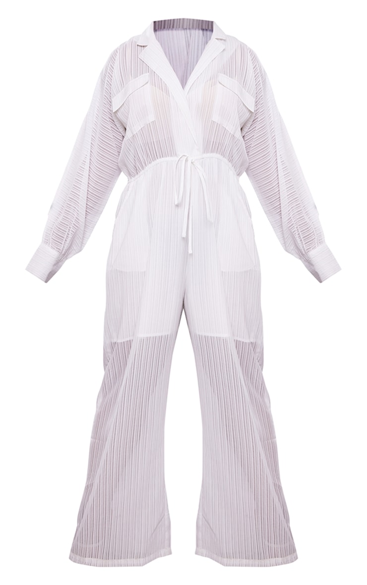 Plus Combinaison transparente blanche à rayures | PrettyLittleThing FR