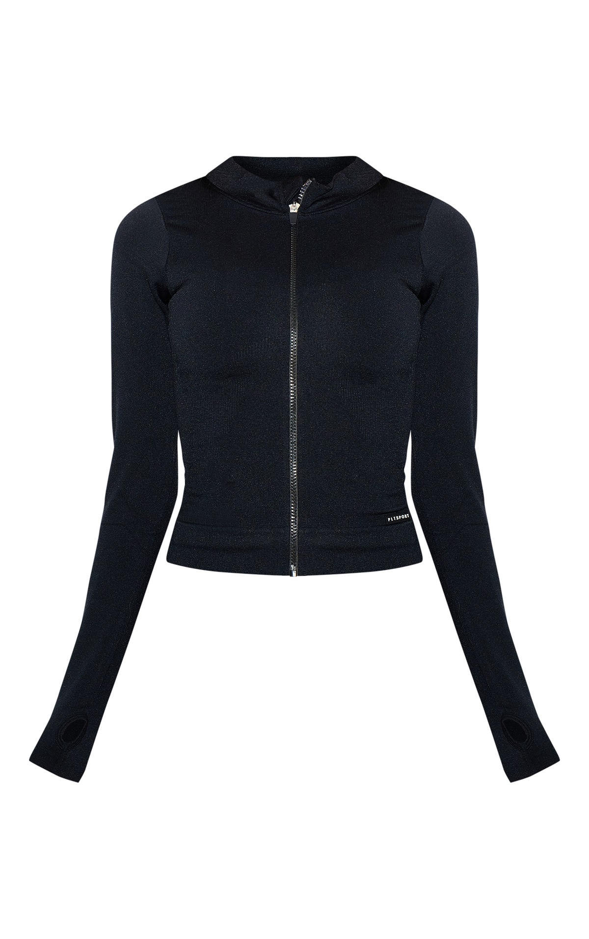 Black Seamless Rib Detail Jacket | Athleisure | PLT