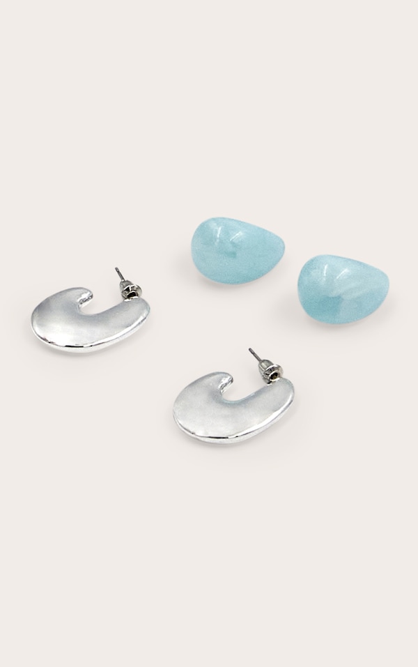 Turquoise Chunky Flat Hoop Teardrop Multi-Pack | Accessories | PLT