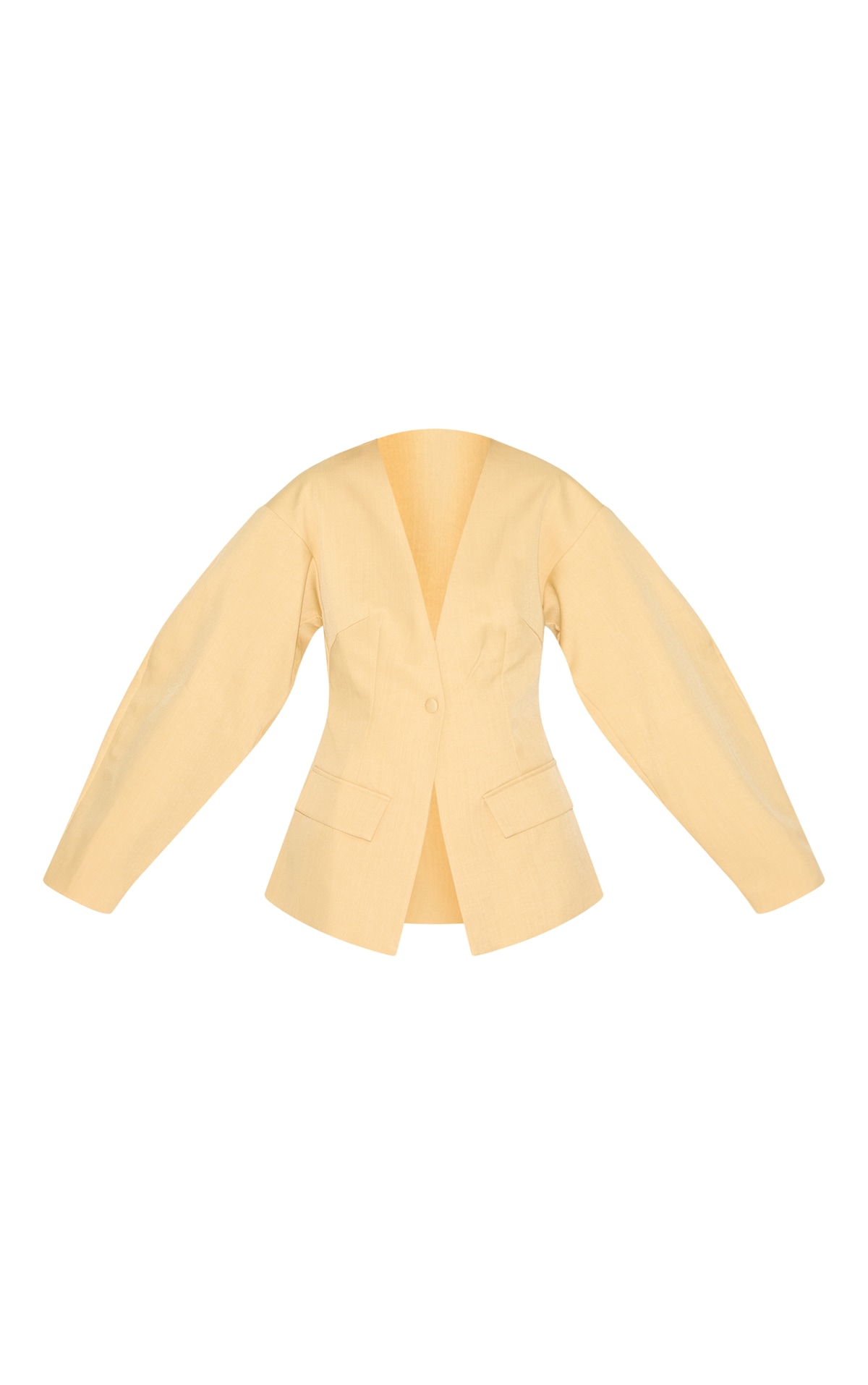 Butter Yellow Cocoon Sleeve Cinched Waist Blazer | Outerwear ...