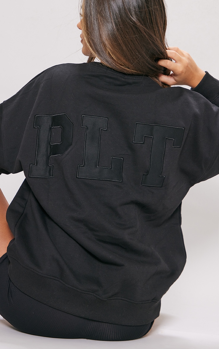 PLT Black Back Embroidered Sweatshirt | Athleisure | PLT AUS