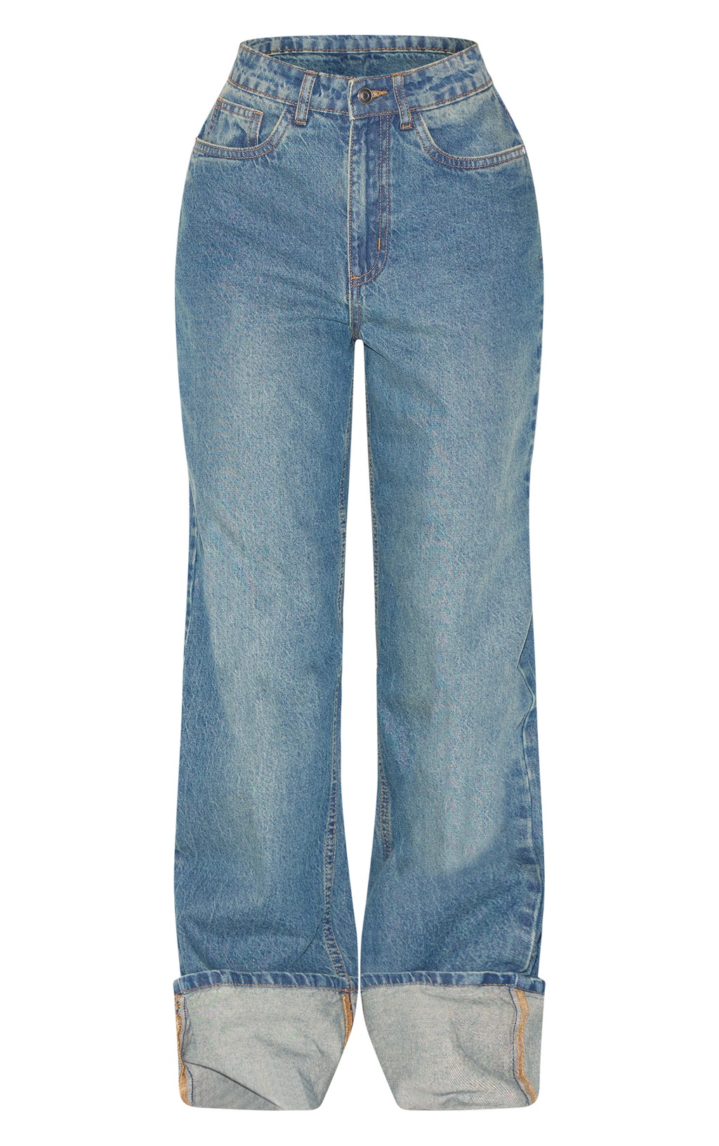 Vintage High Waist Turn Up Leg Jeans | Denim | PrettyLittleThing AUS