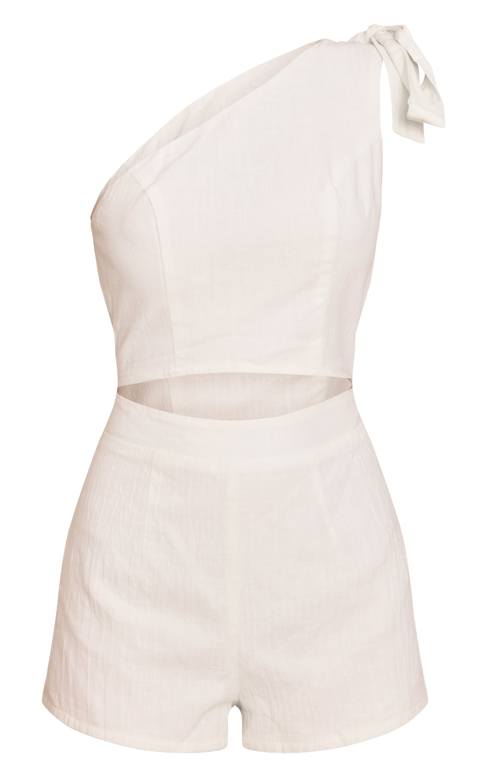 Lemon Linen Look One Shoulder Playsuit | Dresses | PLT