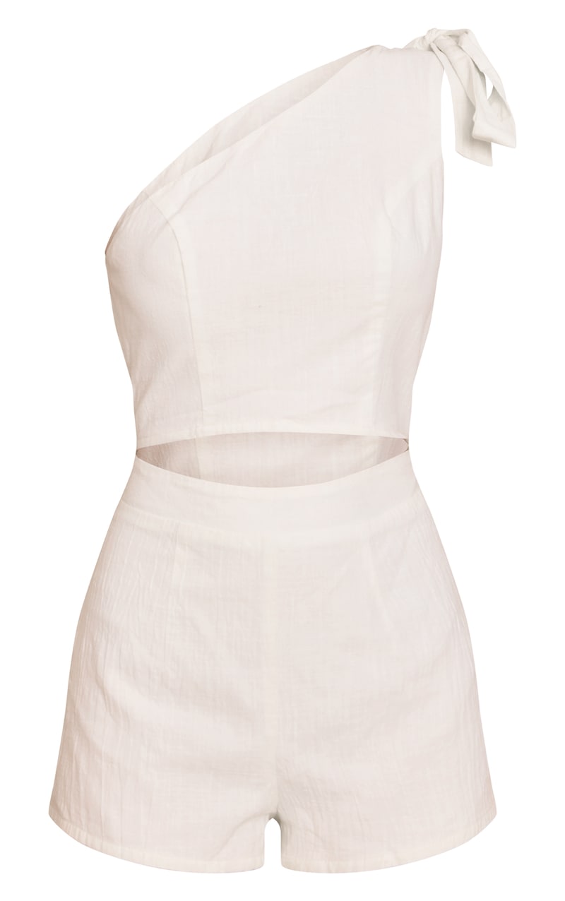 Lemon Linen Look One Shoulder Playsuit | Dresses | PLT