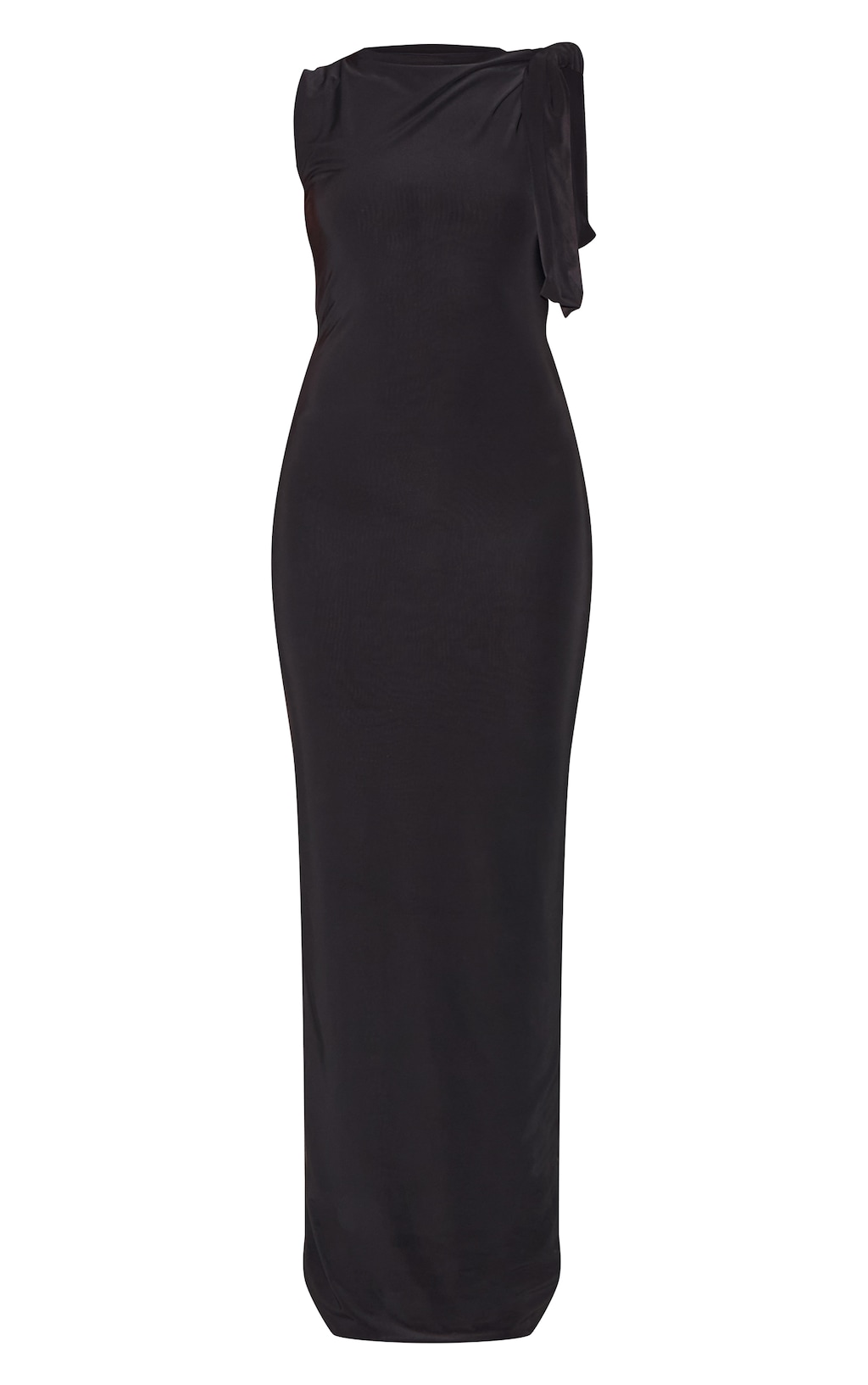 Black Slinky Knot Drape Midaxi Dress | Dresses | PrettyLittleThing USA