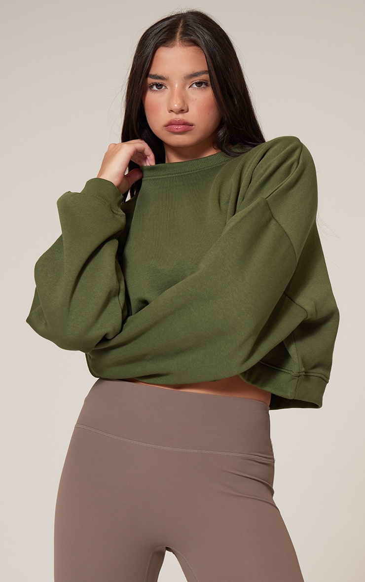 Forest Green Oversized Boxy Sweatshirt | Sweat | PrettyLittleThing CA