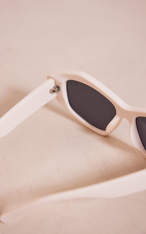Cream Matte Abstract Cat Eye Sunglasses Accessories Prettylittlething Usa
