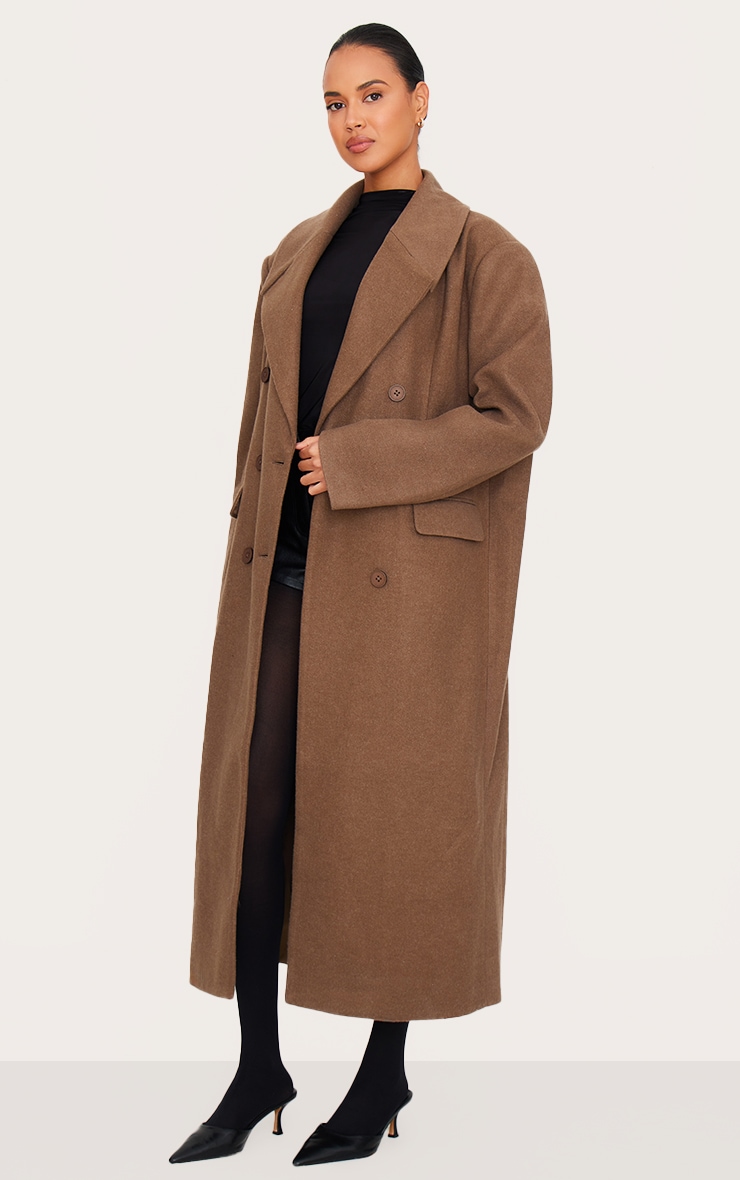 Chocolate Wool Double Breasted Oversized Maxi Coat | Outerwear ...
