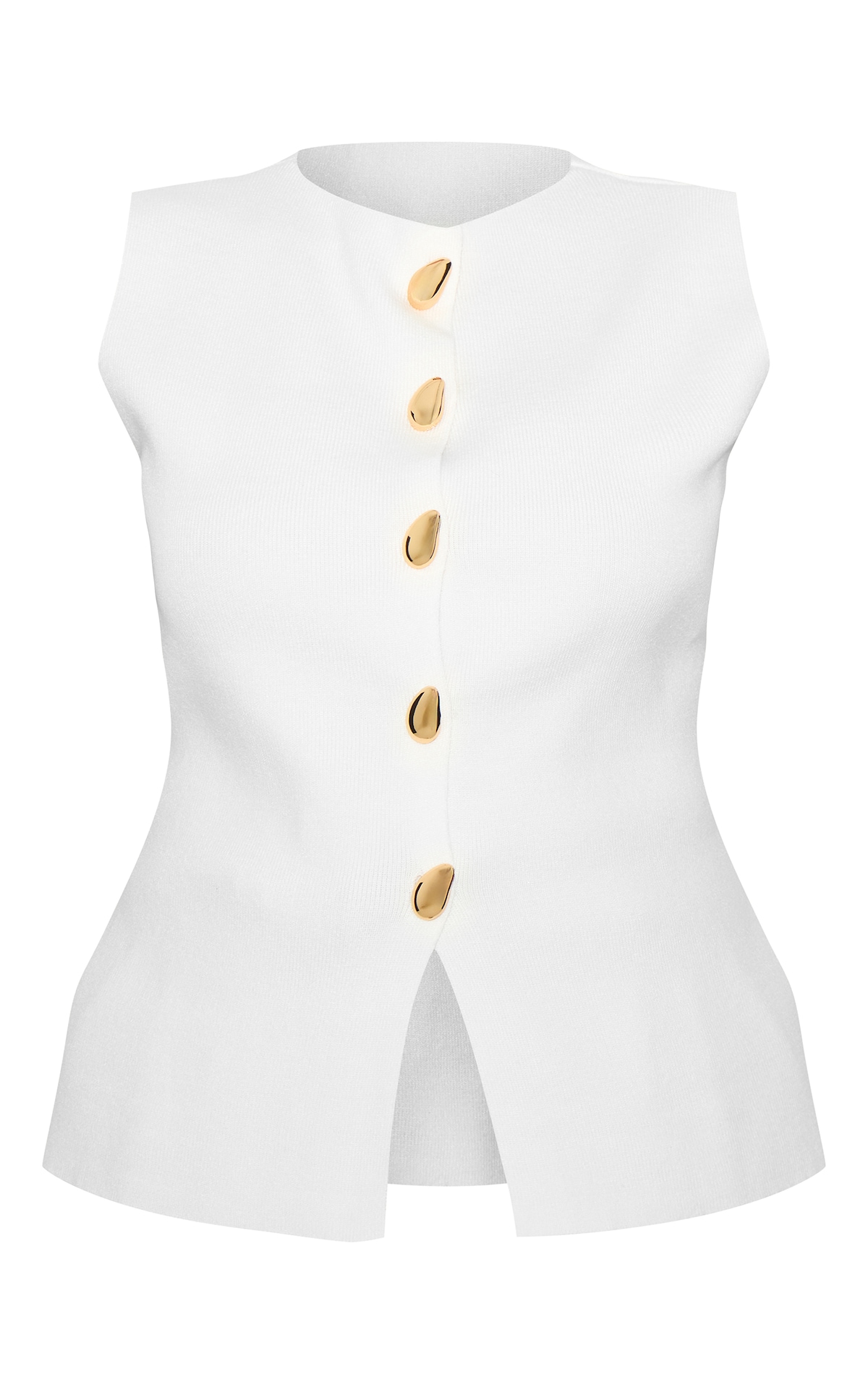 Plus Cream Compact Knit Button Up Vest | Plus Size | PrettyLittleThing USA