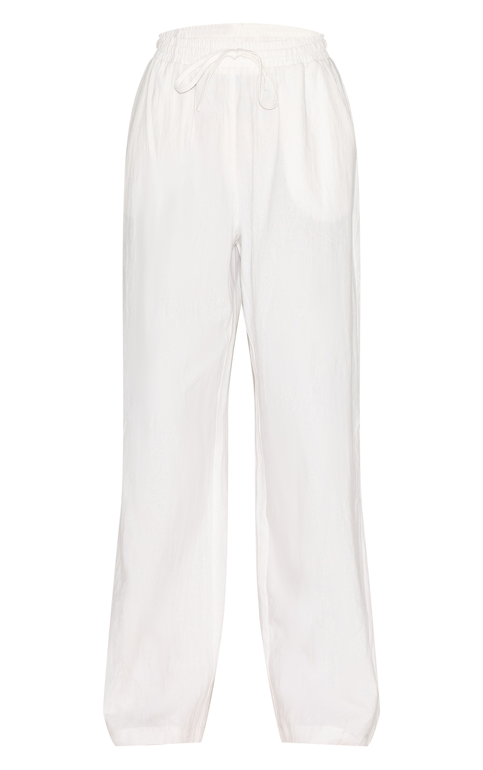 White Linen Tailored Draw String Wide Leg Trouser | Co-ords | PLT