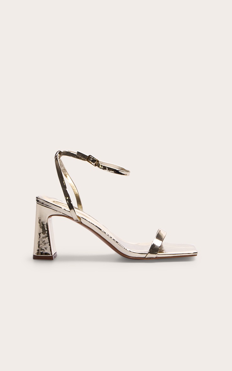 Gold Barely There Block High Heel Sandals | Footwear | PLT AUS