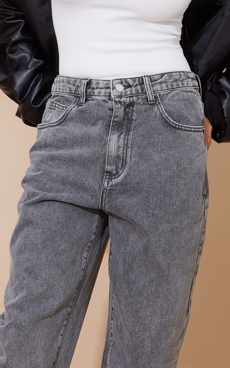 Washed Grey Dipped Back Waistband Boyfriend Jeans | Denim ...