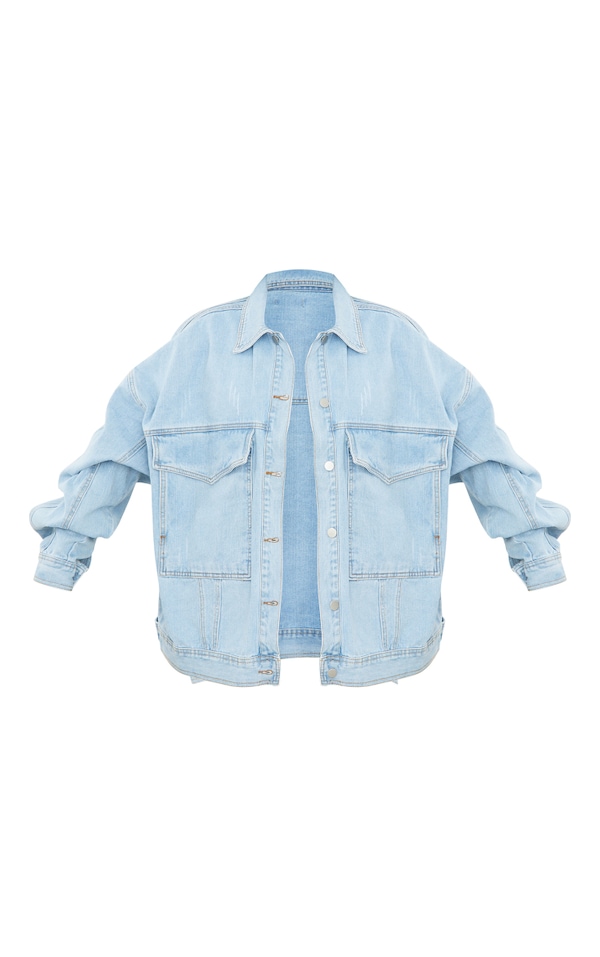 Light Blue Wash Drop Shoulder Denim Jacket | Denim | PrettyLittleThing USA