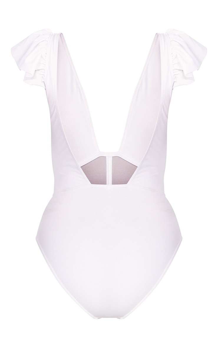 White Mesh Panel Bonded Swimsuit | Swimwear | PrettyLittleThing